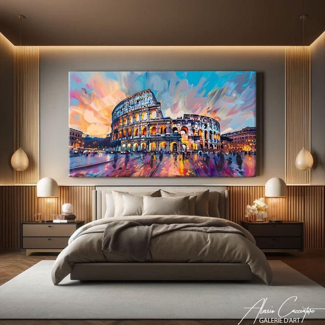 Colosseum Painting, Italy Art Print, Abstract Pop Art Canvas, Rome Wall ...