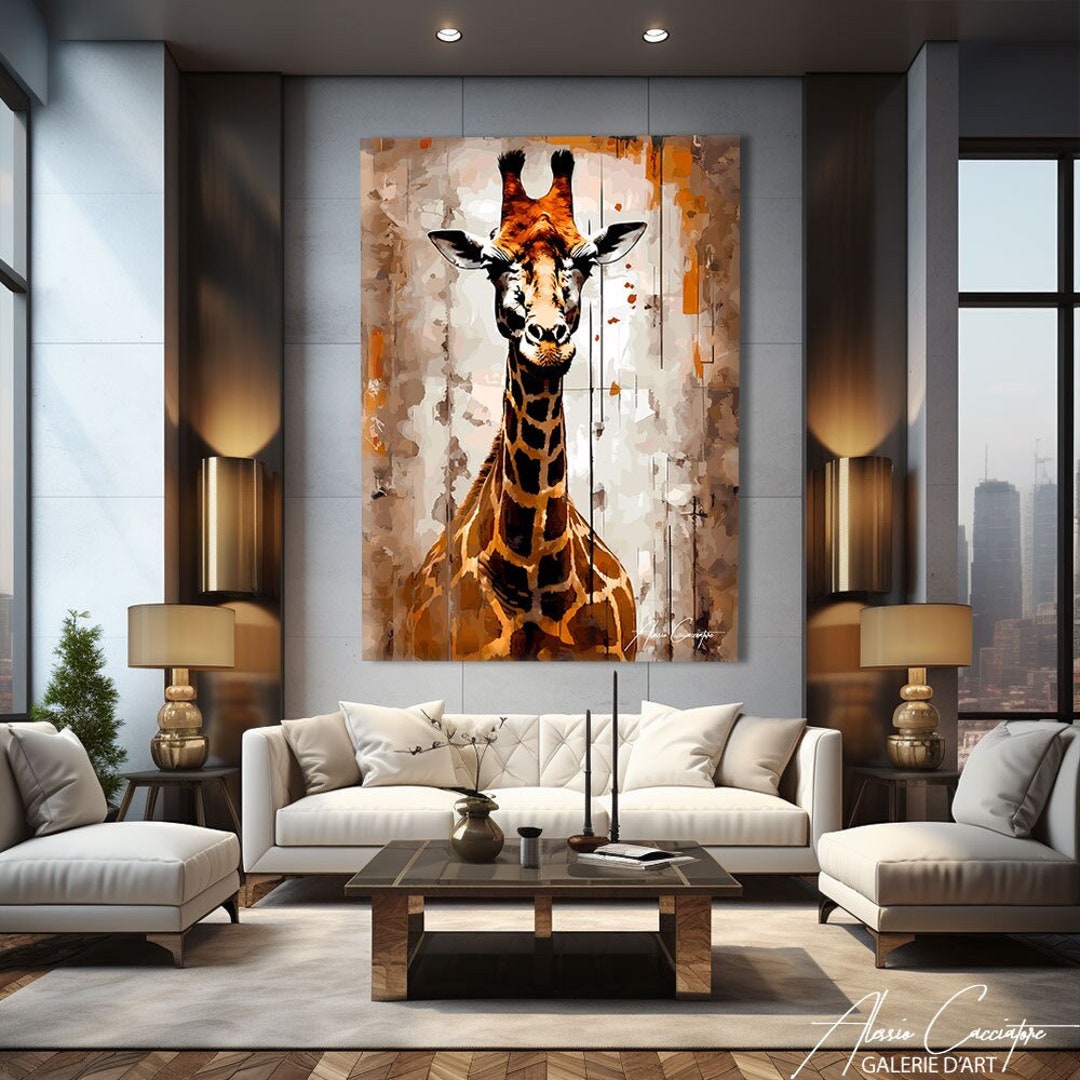 Colorful Animal Print, Giraffe Painting Oil, Giraffe Art Print ...