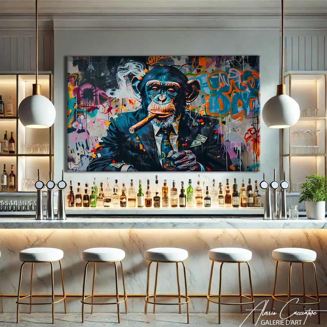 Funky Wall Art Print, Monkey Graffiti Art Print, Gangster Canvas, Funky ...
