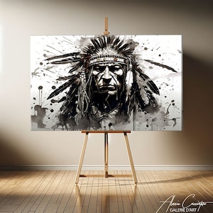 Black and White Native American Wall Art, Indian Chief Art Print ...