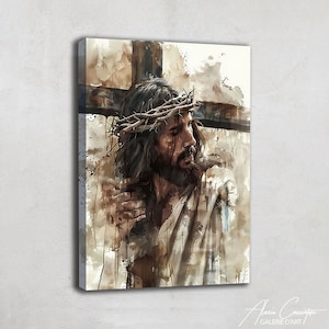 Abstract Christian Art Modern, Large Religious Wall Art Framed, Jesus ...