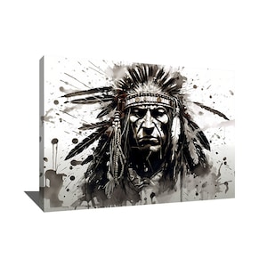 Black and White Native American Wall Art, Indian Chief Art Print ...