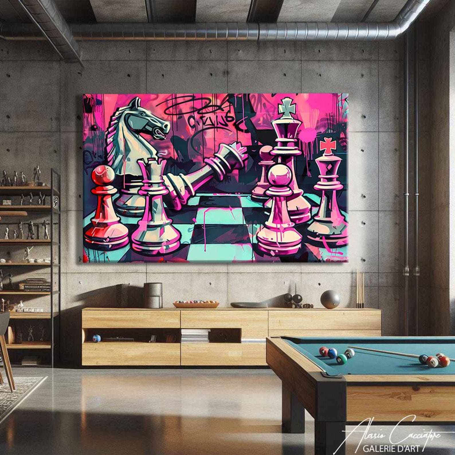 Graffiti Canvas Wall Art, Street Art Prints Art, Chess Wall Art King ...