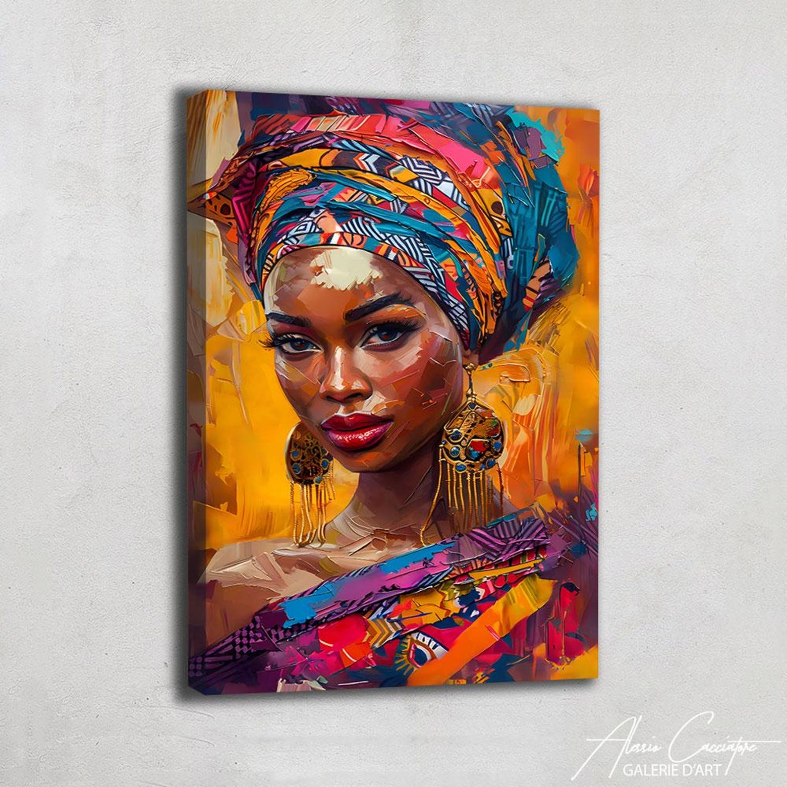 African Woman Wall Decor, African Print Art, Black Woman Canvas Wall ...