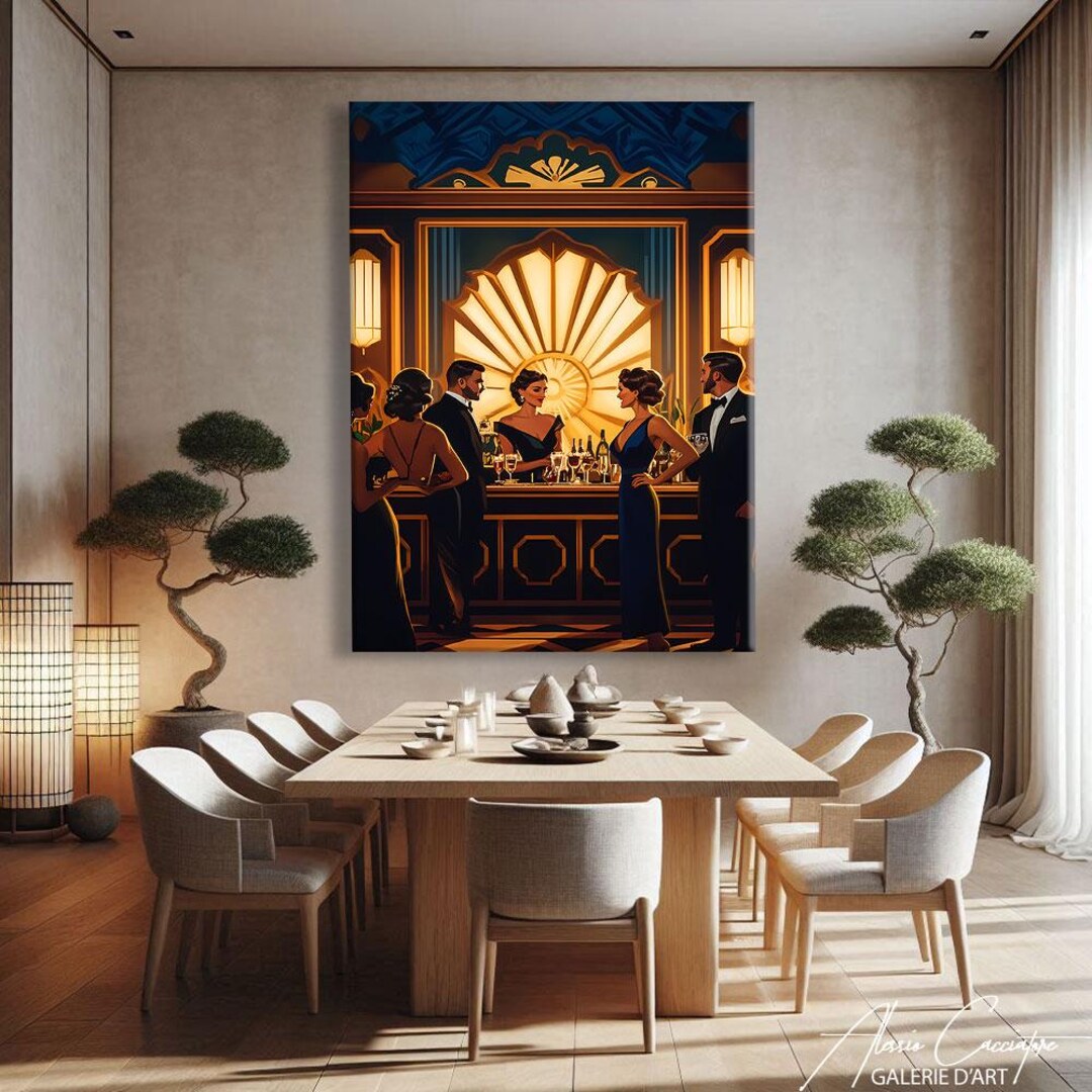 Art Deco Wall Art Canvas, Large Lounge Prints, 1920s Decor, Luxury Wall ...