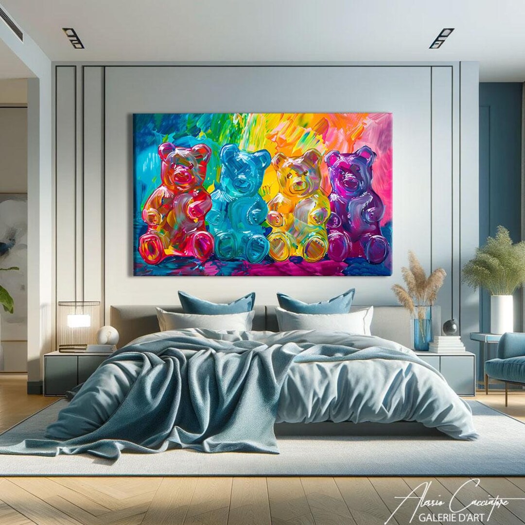 Gummy Bear Art Print, Candy Decor, Pop Culture Wall Art, Pop Art Canvas ...