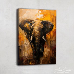 Elephant Wall Art Print, Extra Large Wall Art Abstract Animal Painting ...