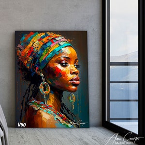 African American Wall Art Canvas, Extra Large Wall Art Abstract, African Woman Painting Print ...