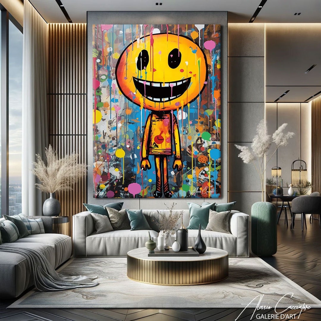 Smiley Wall Art, Graffiti Prints Wall Art, Wall Decor Over the Bed ...