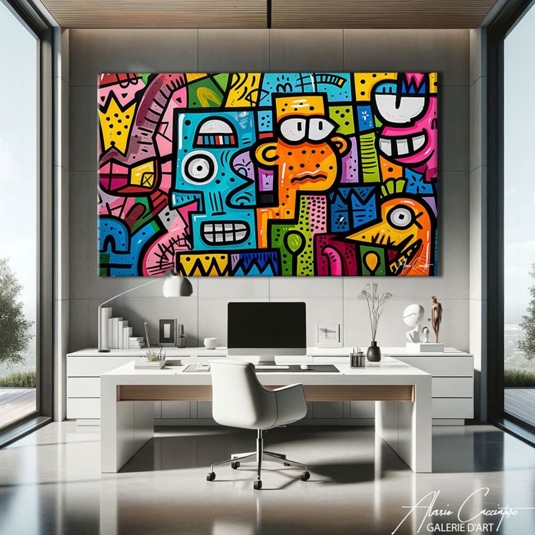 Cartoon Wall Art, Colorful Doodle Art Prints, Cartoon Painting Canvas ...