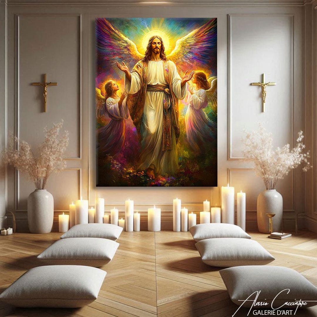 Spiritual Jesus Wall Art Print, Colorful Catholic Art of Church, Jesus ...