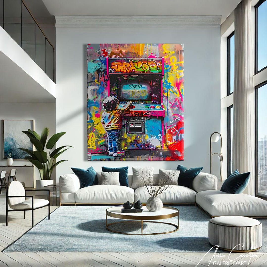 Retro Arcade Decor, Graffiti Art for Bedroom Wall, Retro Street Art ...