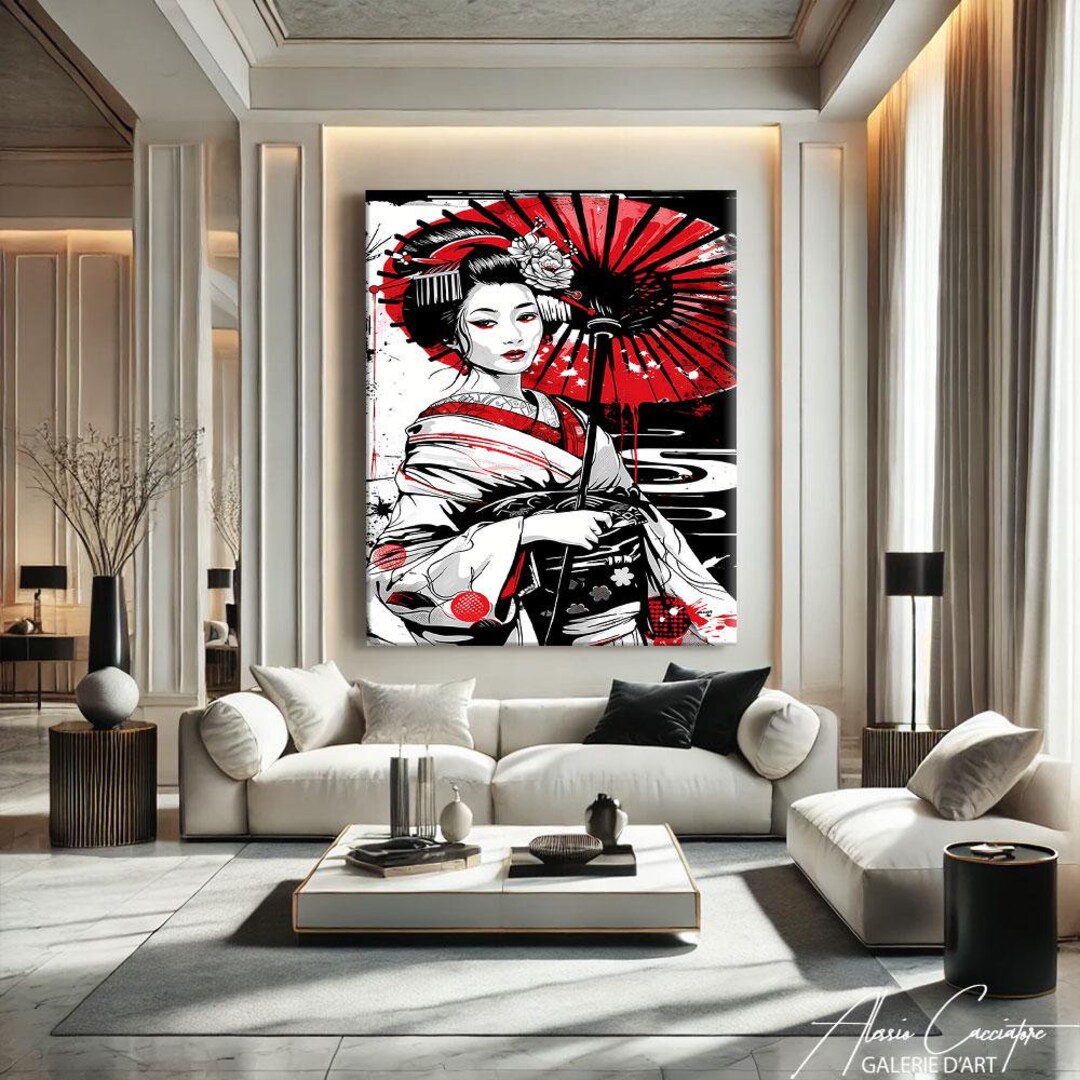 Japanese Decor Home Decor, Geisha Wall Art Canvas, Kimono Art Print ...