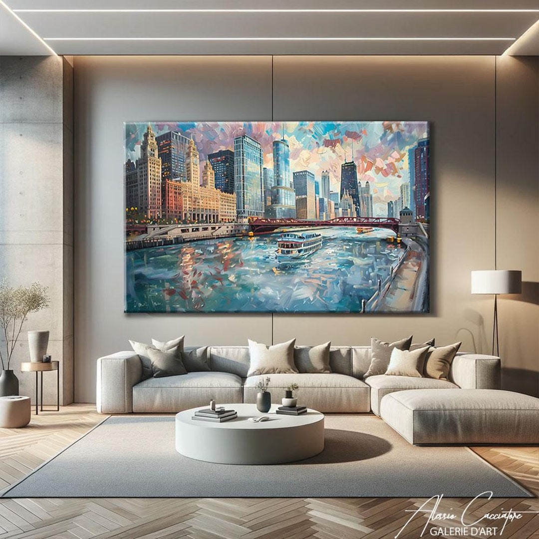 Chicago Wall Art Framed, Modern Abstract Art Print, Chicago City ...