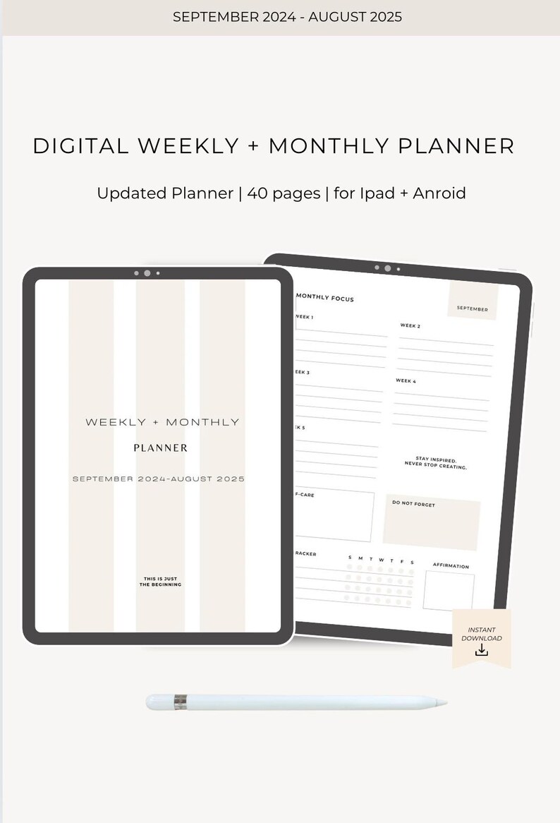 Digital & Printable Monthly Planner. Productive Planner. Daily Planner ...