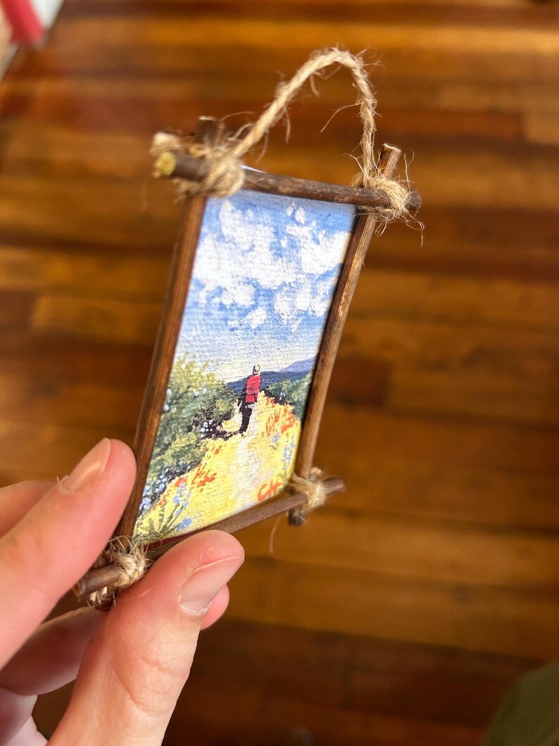 Twig Framed Miniature Acrylic Print - Woman Walking - Etsy