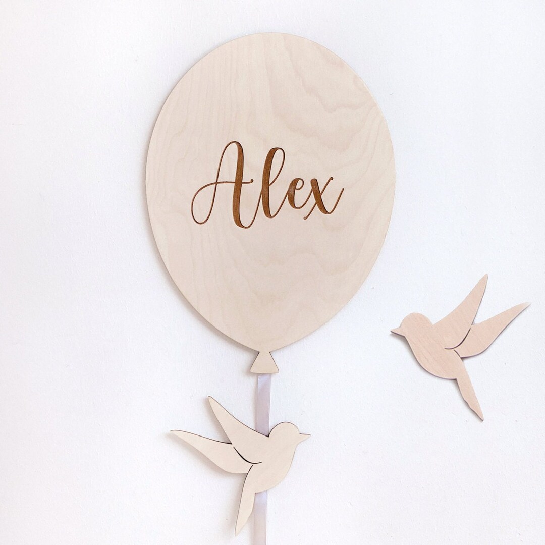 Balloon With Name Custom Kids Room Sign Wooden Wall - Etsy
