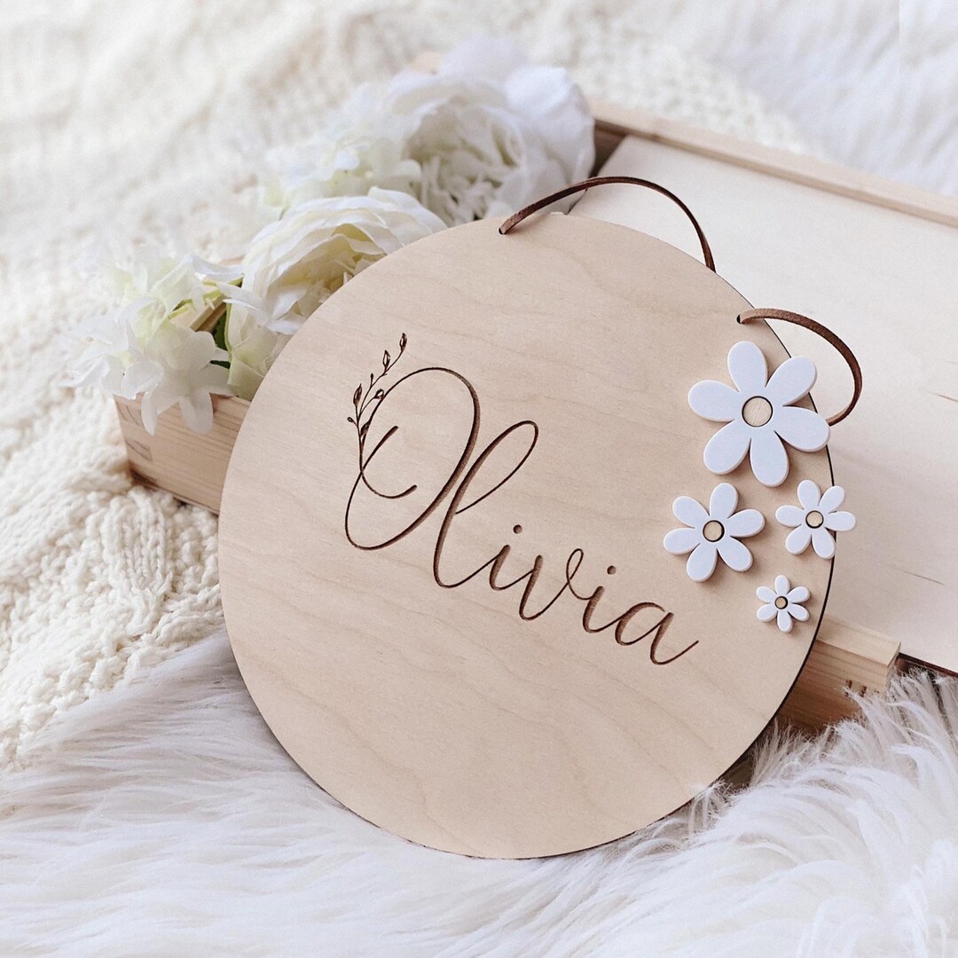 Daisy Baby Name Plate, Birth Announcement Sign, Baby Girl Room Decor ...
