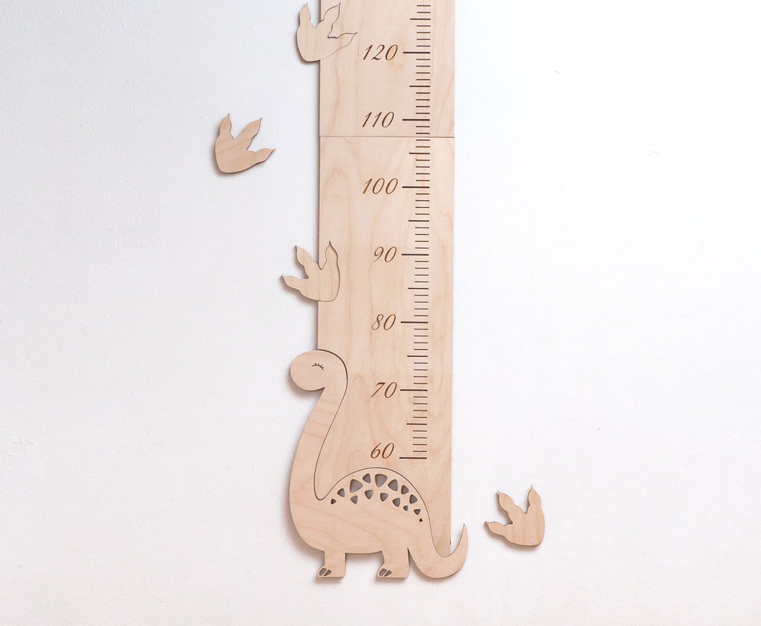 Kids Growth Chart With a Dinosaur, Wooden Height Measurement, Messlatte ...