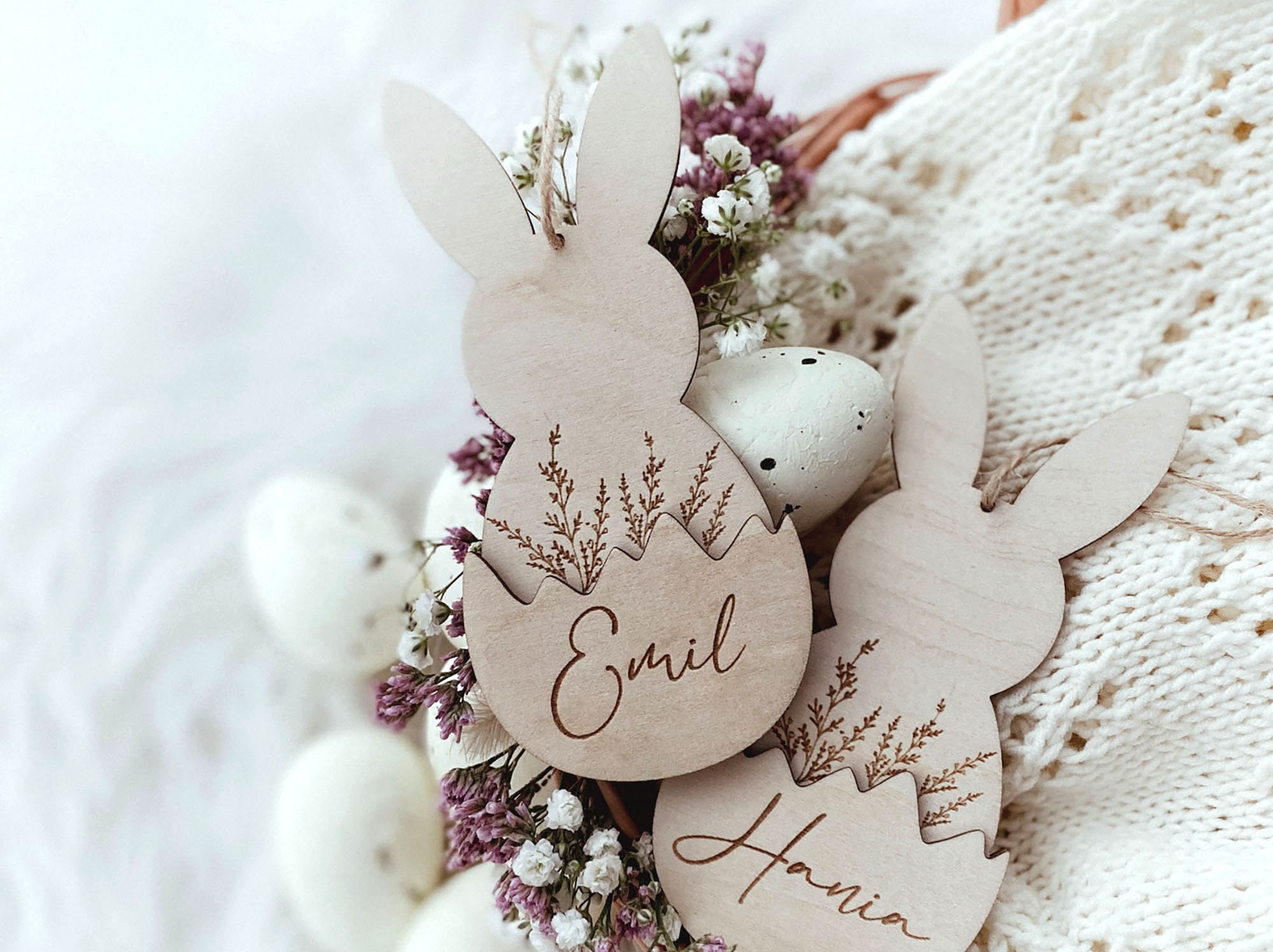 Personalized Easter Bunny With Name Wooden Basket Decoration - Etsy