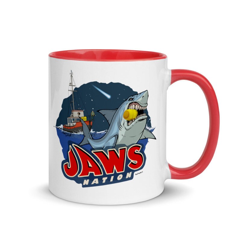 Jaws Nation Ceramic Coffee Mug, Colorful Shark Graphic Art Mug, Shark ...