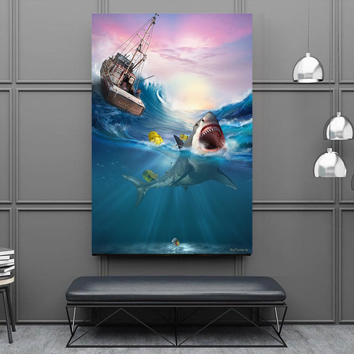 Jaws Quint & Orca Thrill Ride Canvas Art, Limited Edition - Etsy