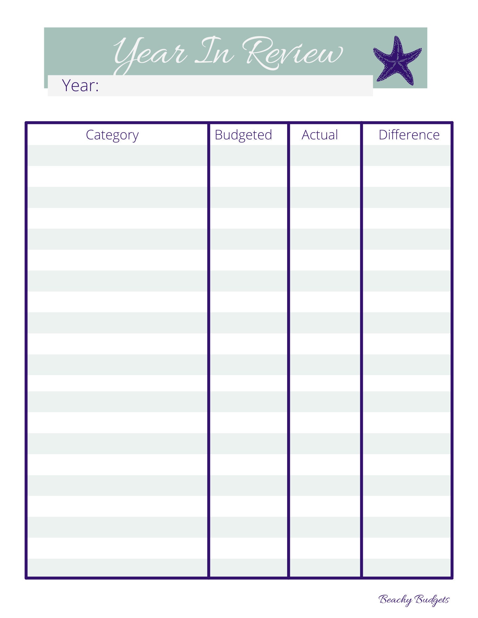 Year in Review Budget Planner Book Instant Download US Letter - Etsy