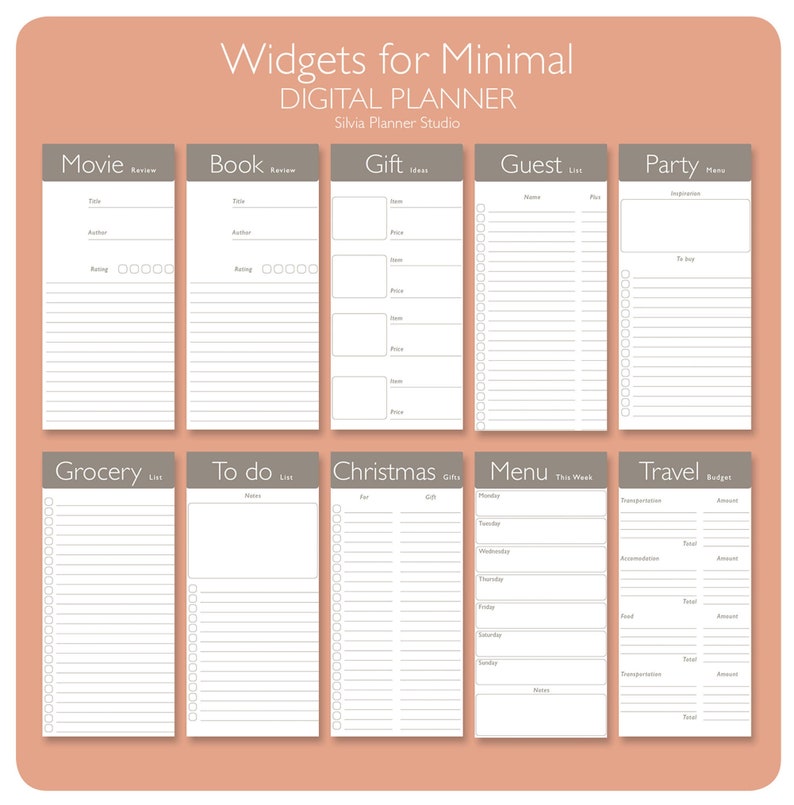 Digital Widgets For Digital Planner Goodnoteswidget Basic Etsy