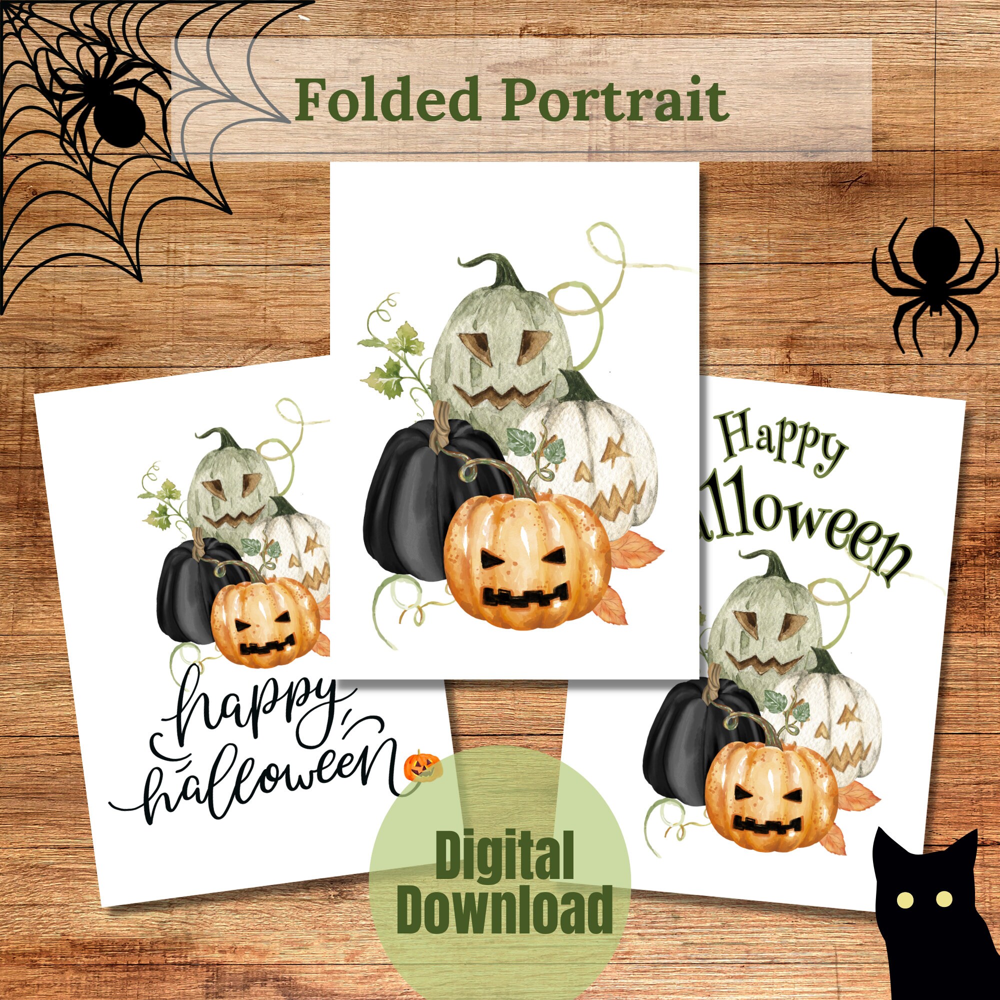 Printable Halloween Cards Greeting Cards Happy Halloween - Etsy