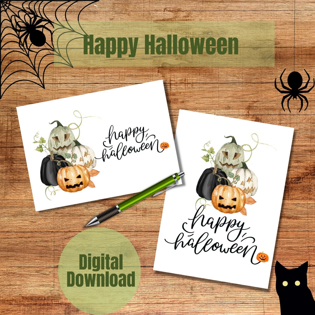 Printable Halloween Cards Greeting Cards Happy Halloween - Etsy