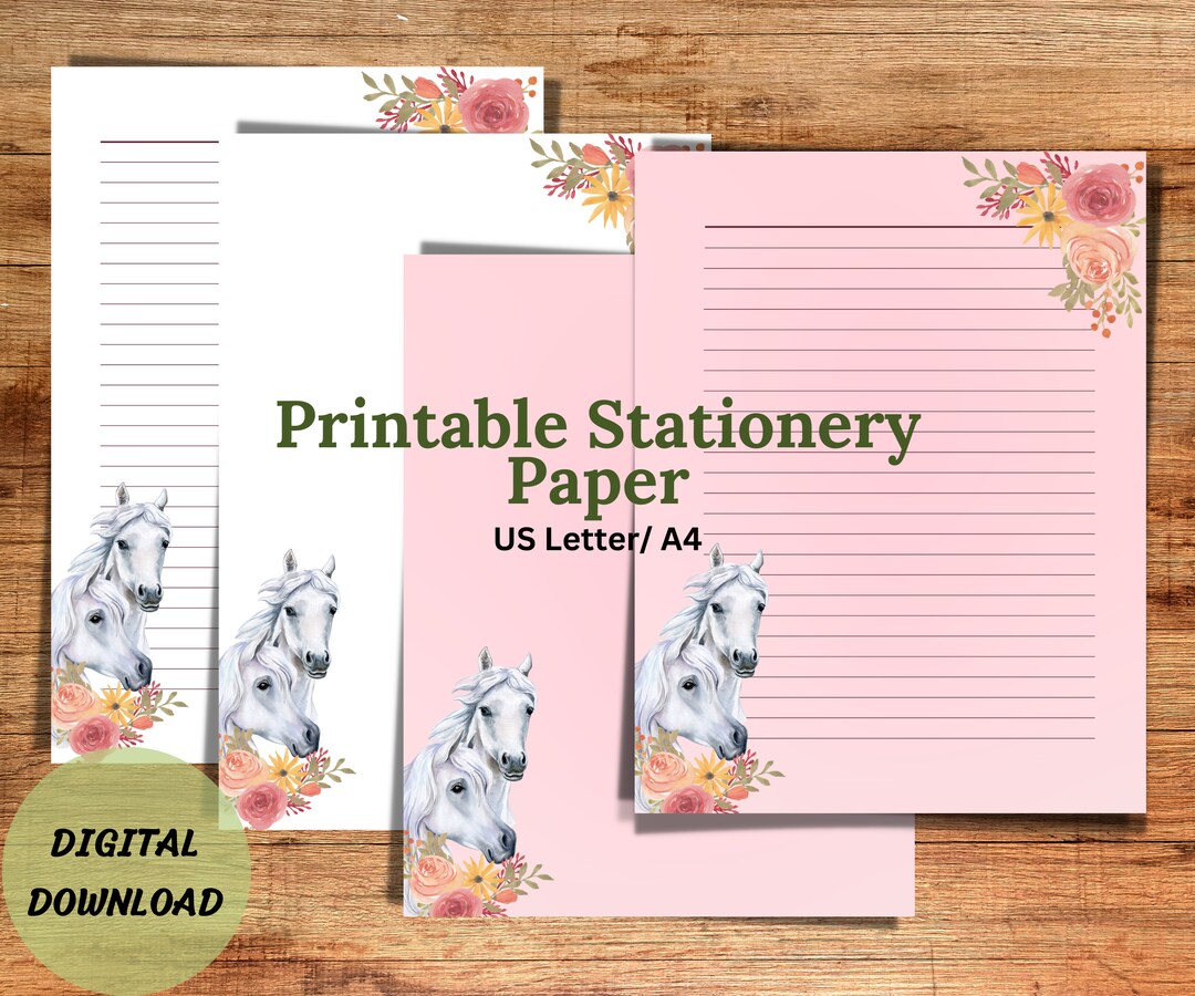 Horses and Roses Printable Writing Papers Stationery - Etsy