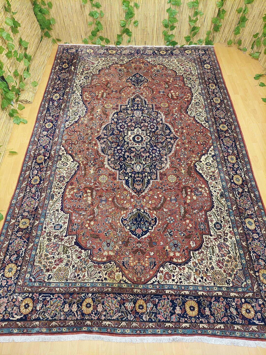 9x13 Oriental Floral Handknot Vintage Rug , Neutral Wool Cotton ...