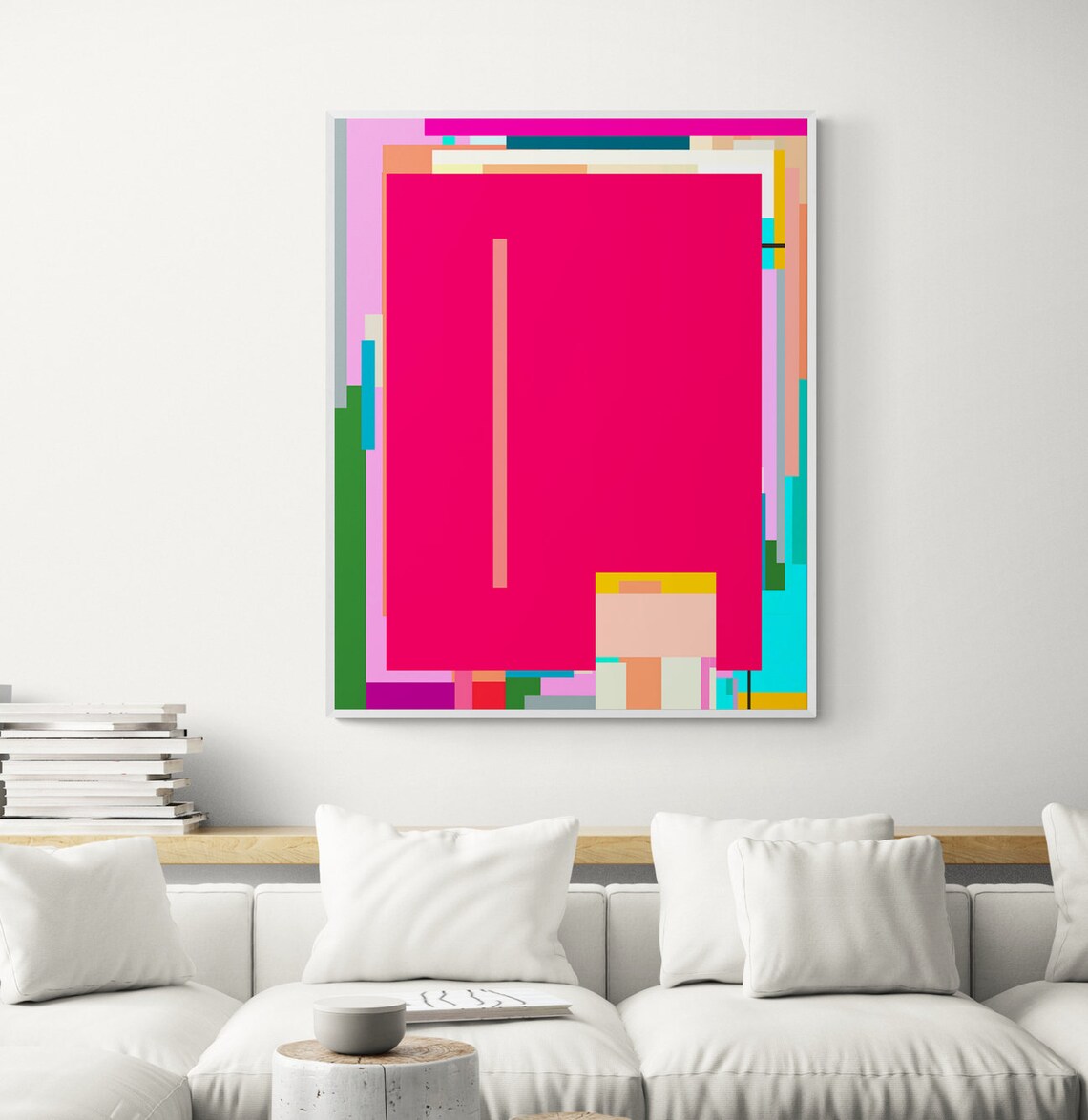 Colorful Printable Abstract Art Bright Geometric Magenta - Etsy