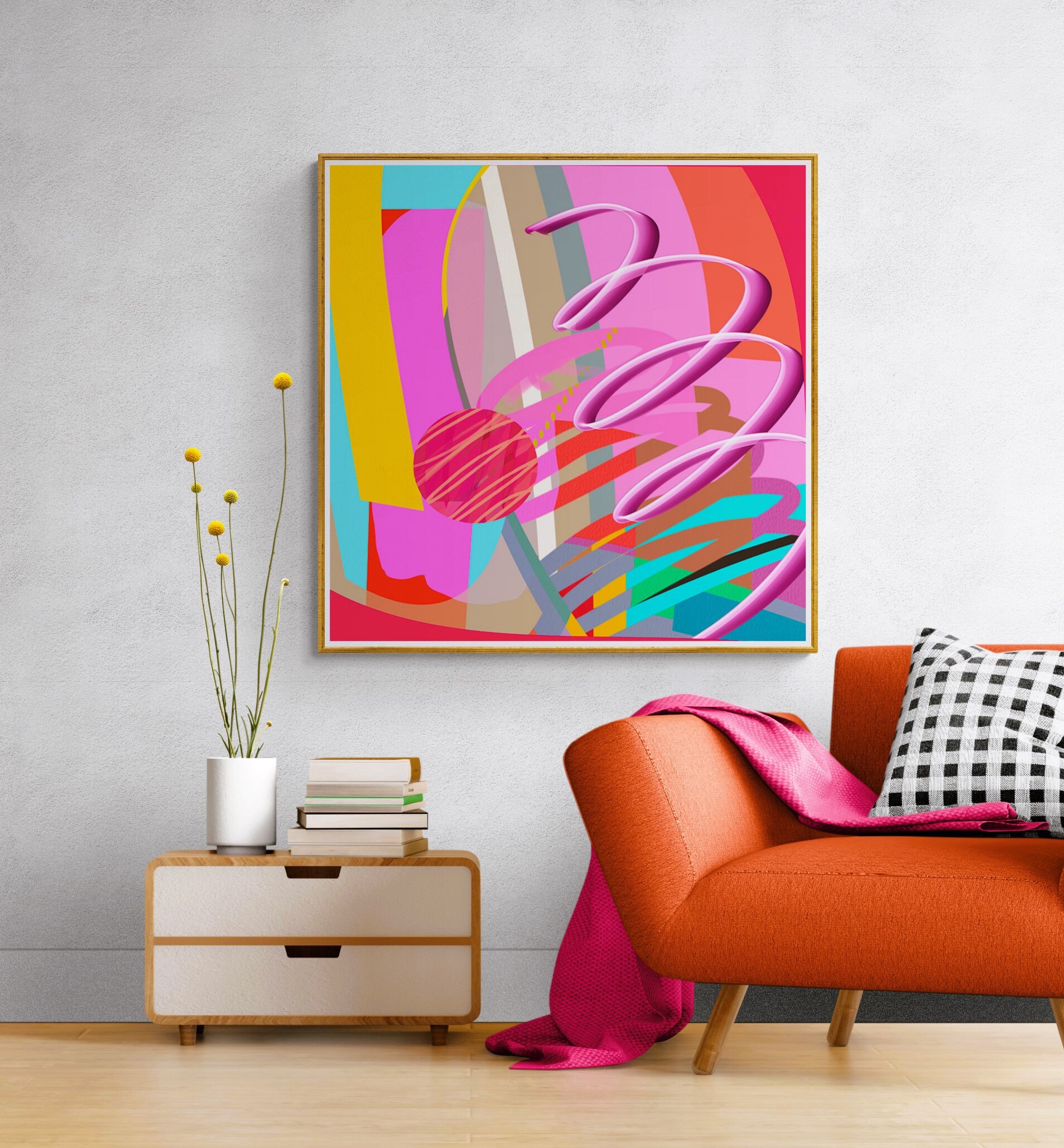 Printable Abstract Art Colorful Magenta Neon Poster Print - Etsy