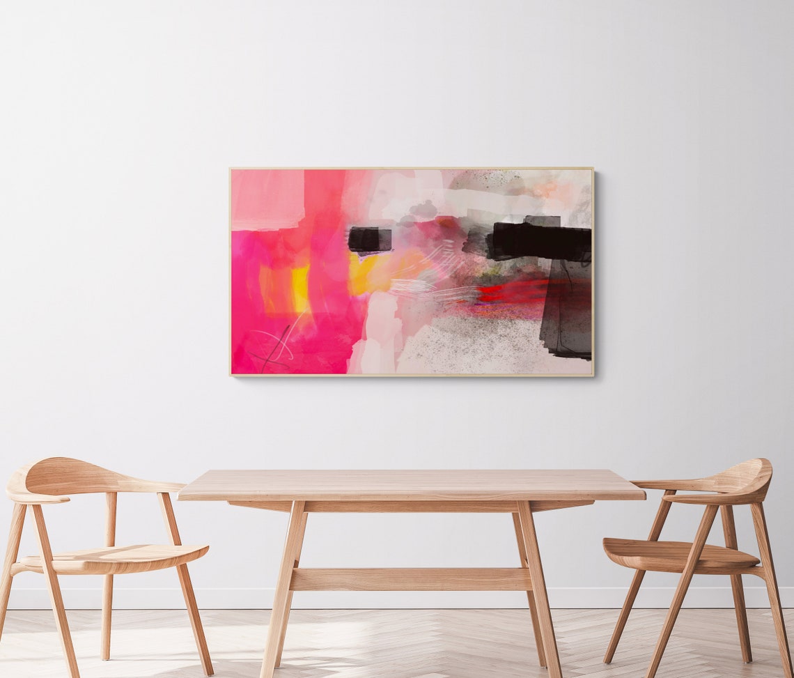 Frame TV Art Pink and Black Digital Art for Samsung TV - Etsy