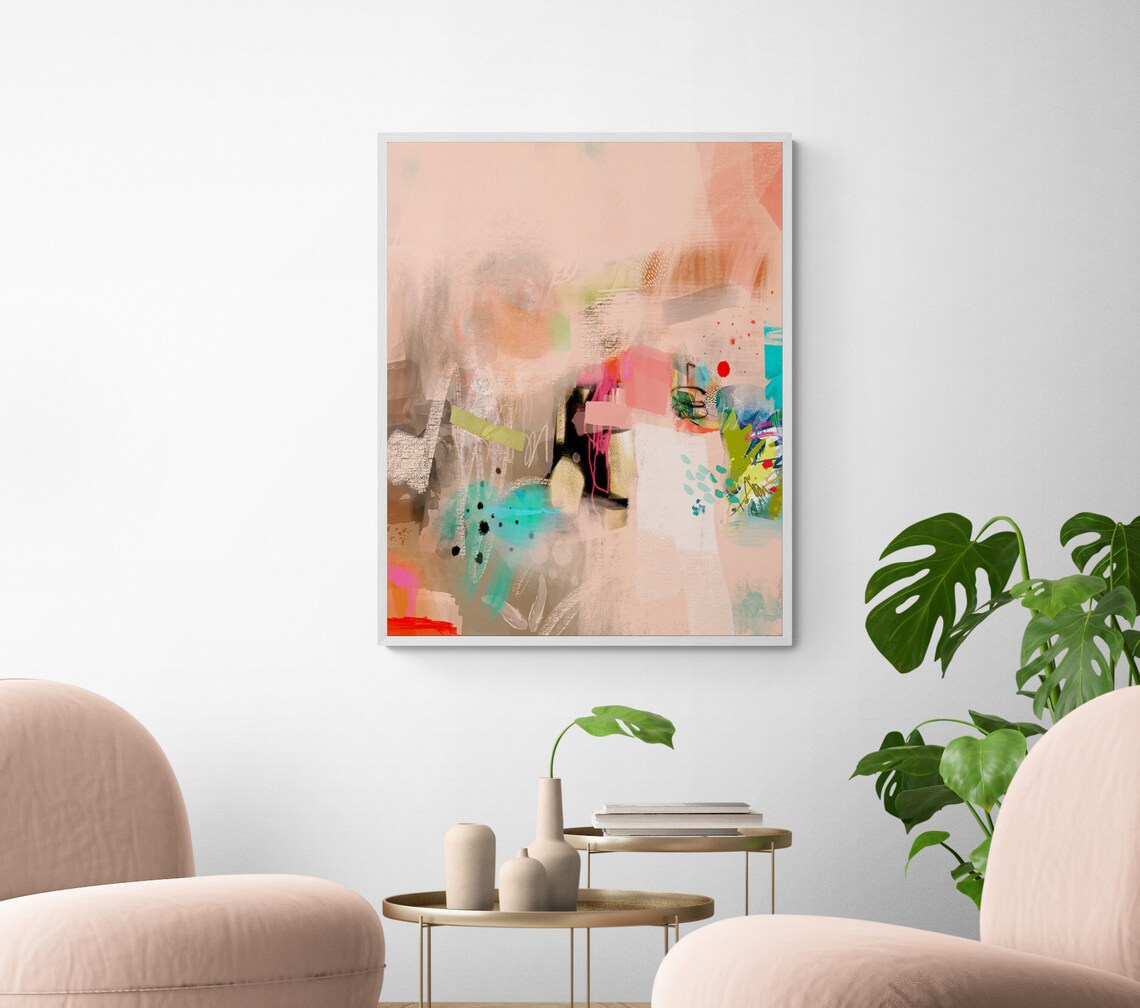 Printable Abstract Art Print Light Coral Abstract Painting - Etsy
