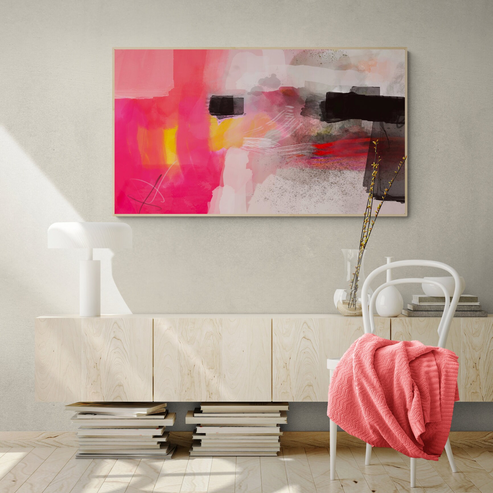 Frame TV Art Pink and Black Digital Art for Samsung TV - Etsy