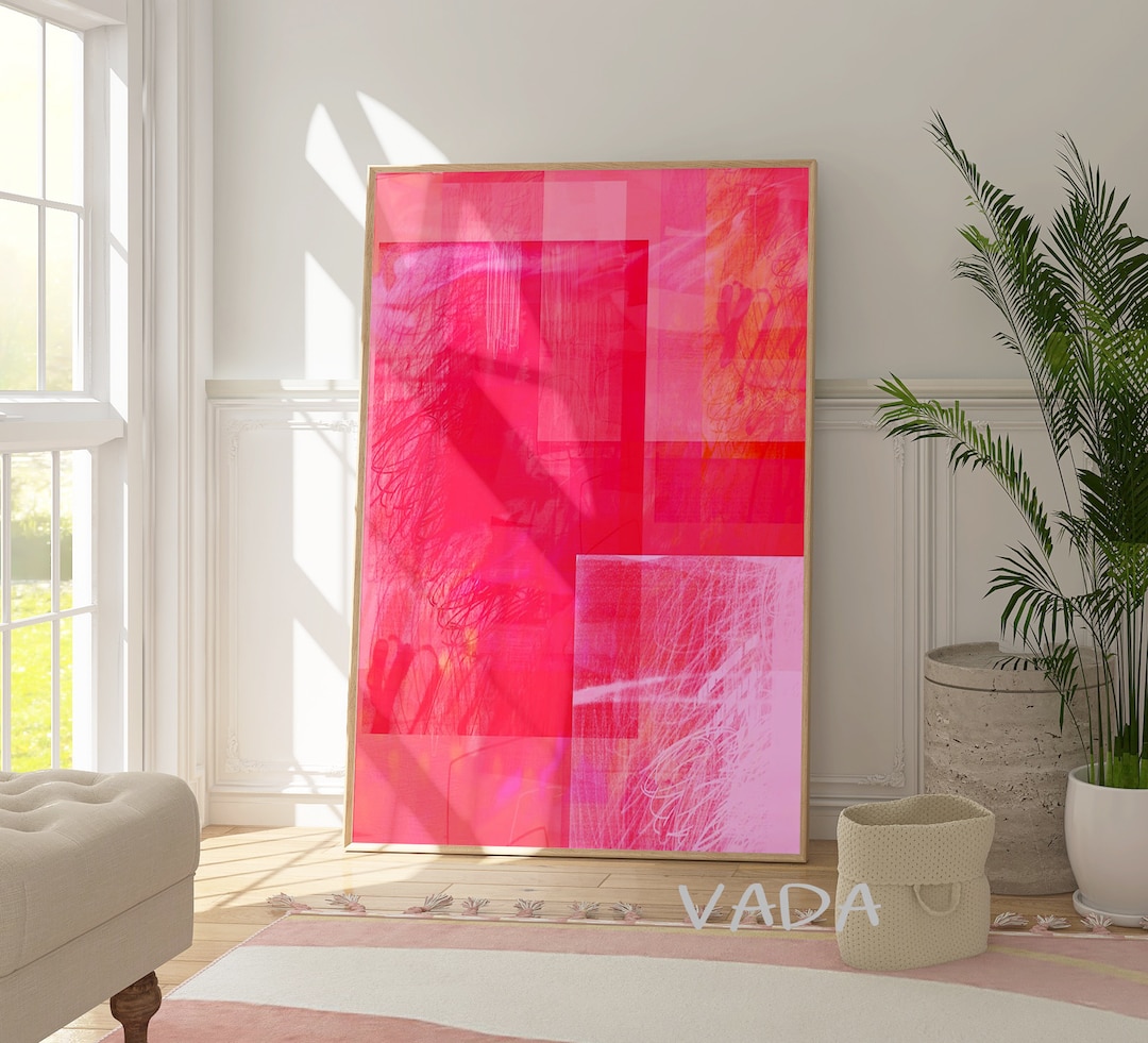 Printable Abstract Art, Bright Pink Abstract Painting, Digital Download ...