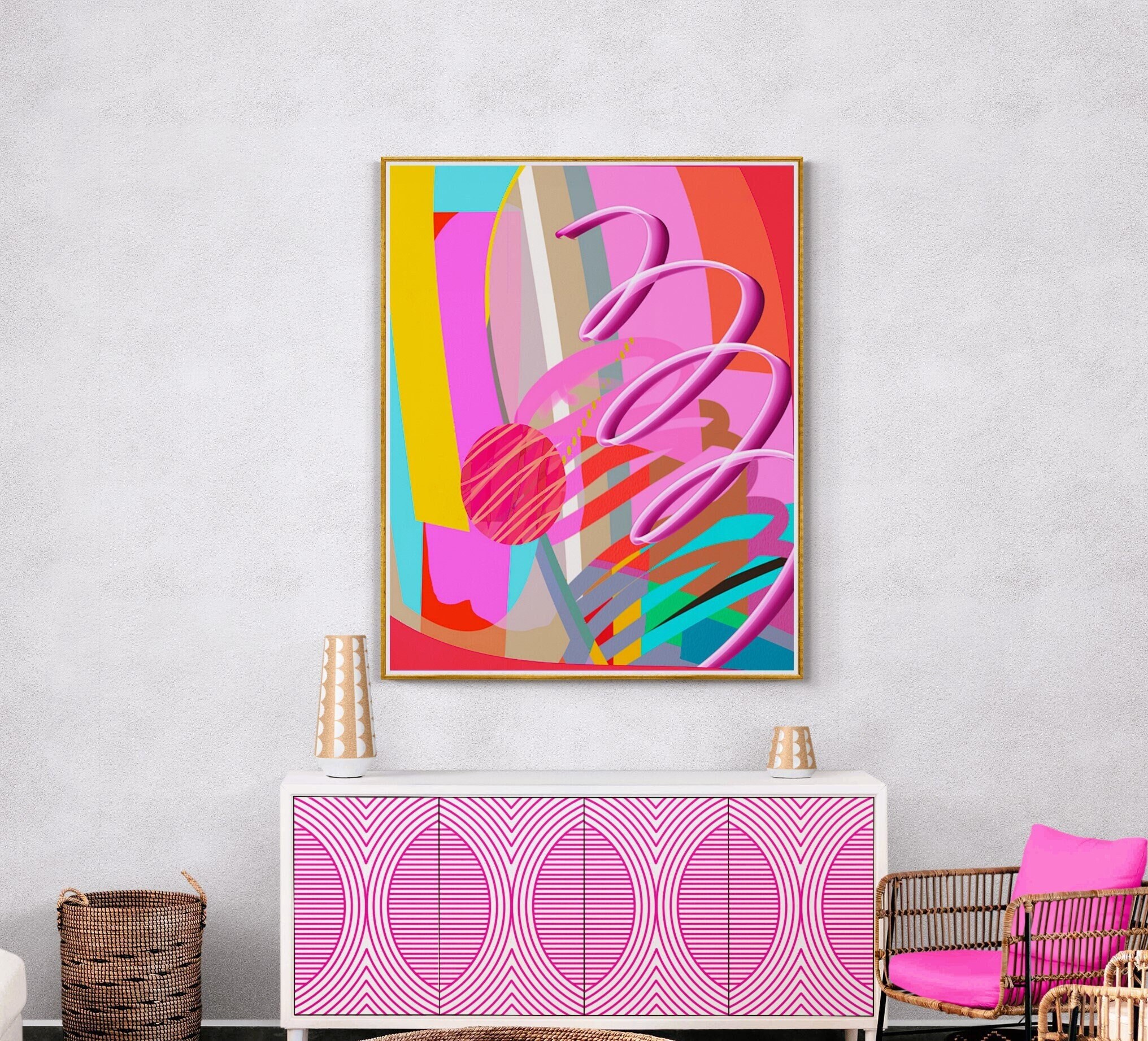 Printable Abstract Art Colorful Magenta Neon Poster Print - Etsy