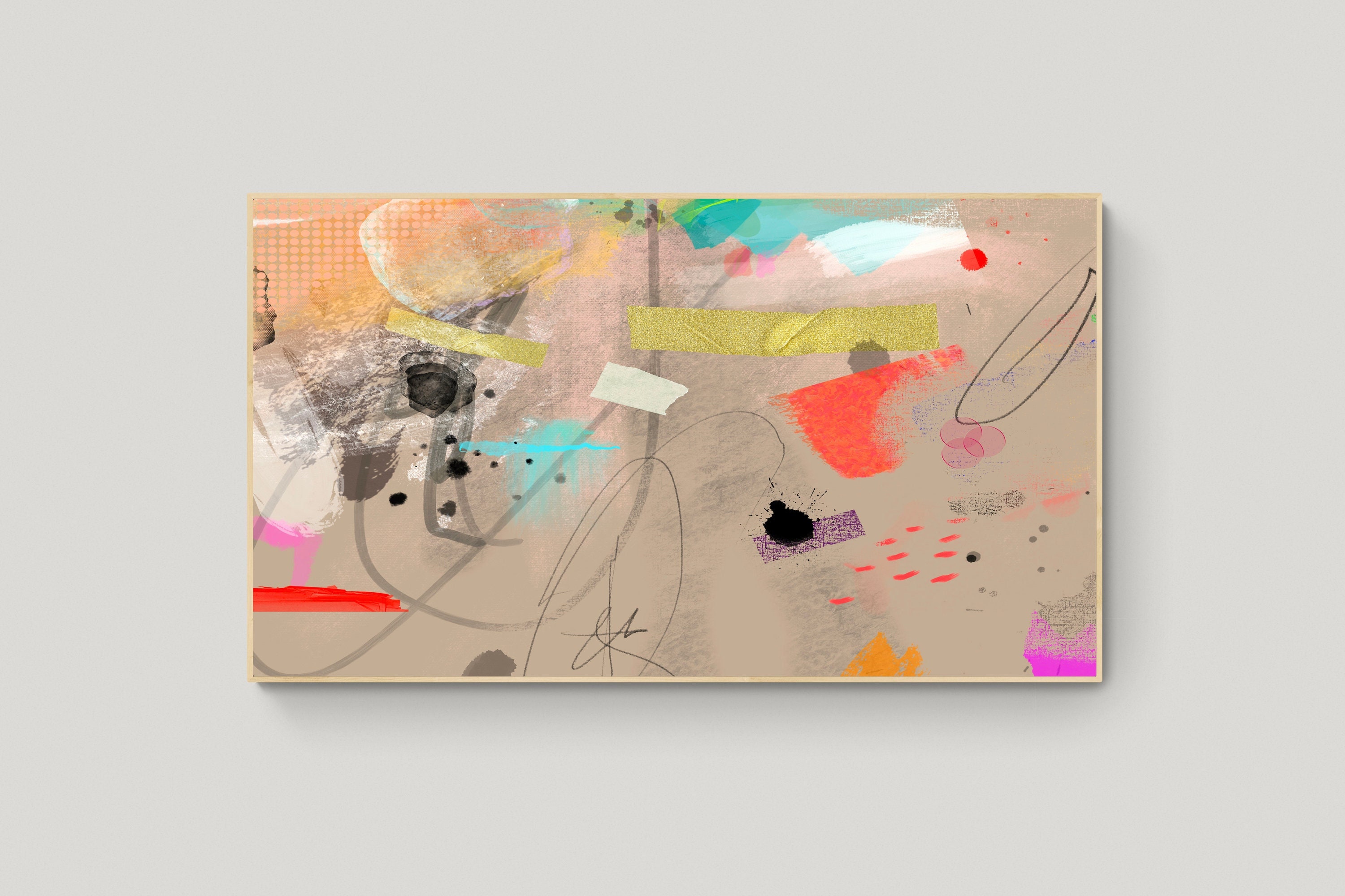 Samsung Frame TV Art, Beige and Orange Digital Art for Samsung TV ...