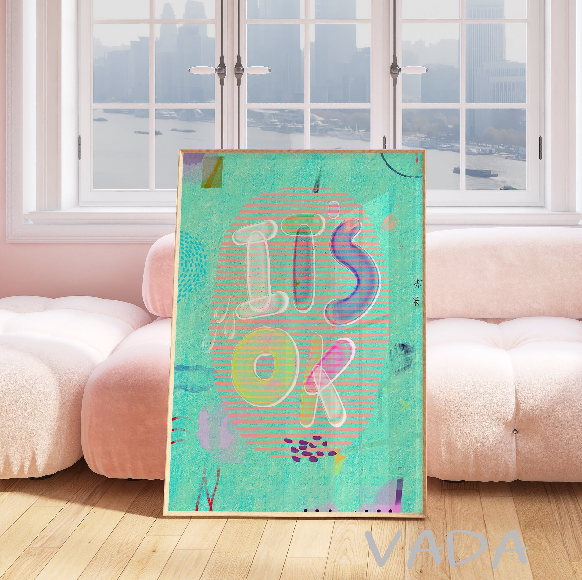 Mint Green 'it is OK' Art Print: Trendy Colorful Wall Decor (digital ...