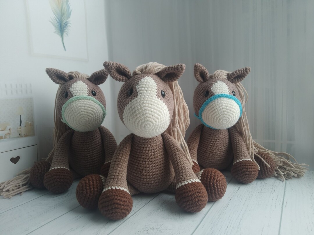 Crochet Horse Plush, Horse,knitted Horse, Horse Pink, Crochet Farm ...