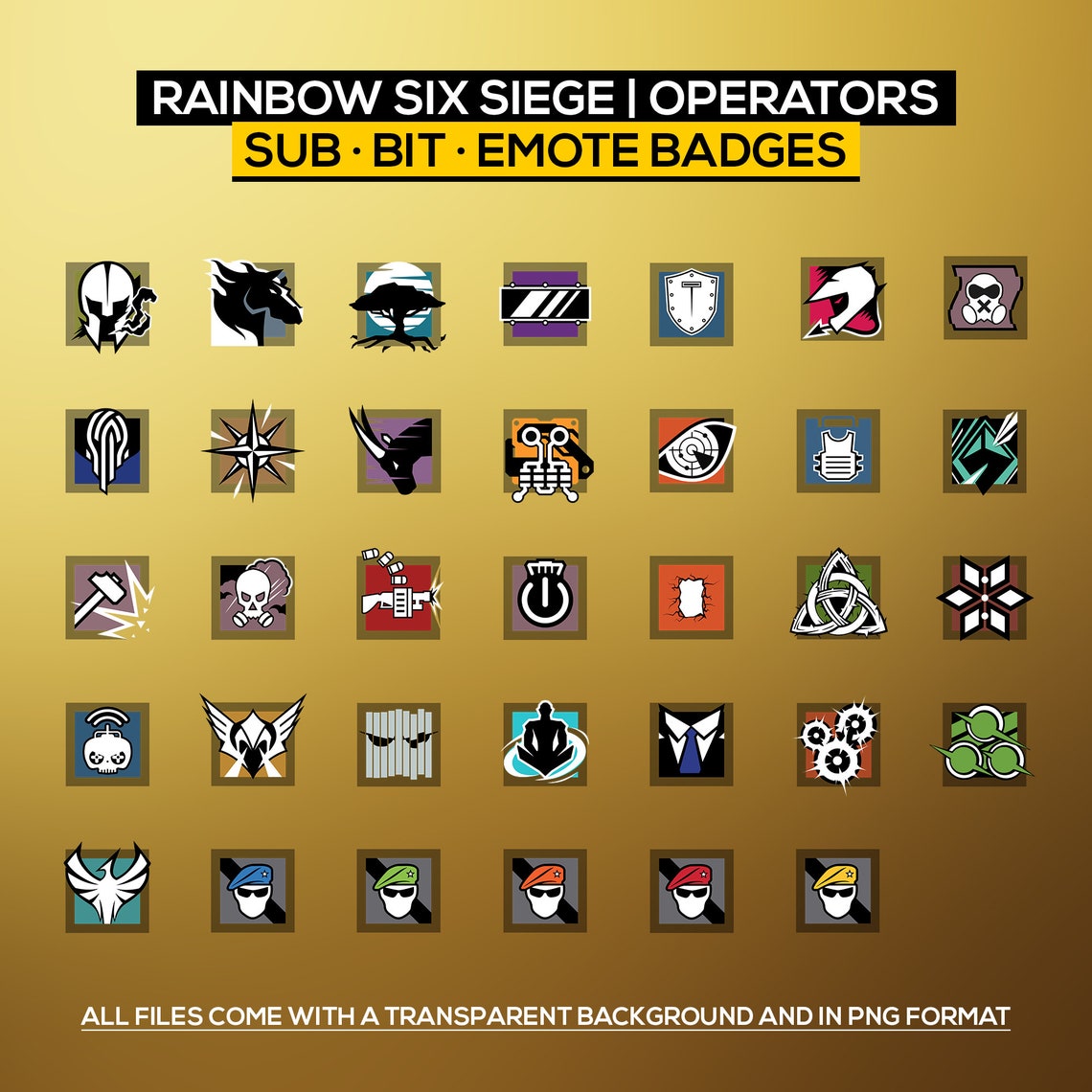Twitch ALL Rainbow Six Siege Operators | Sub / Cheer / Emote Badges ...