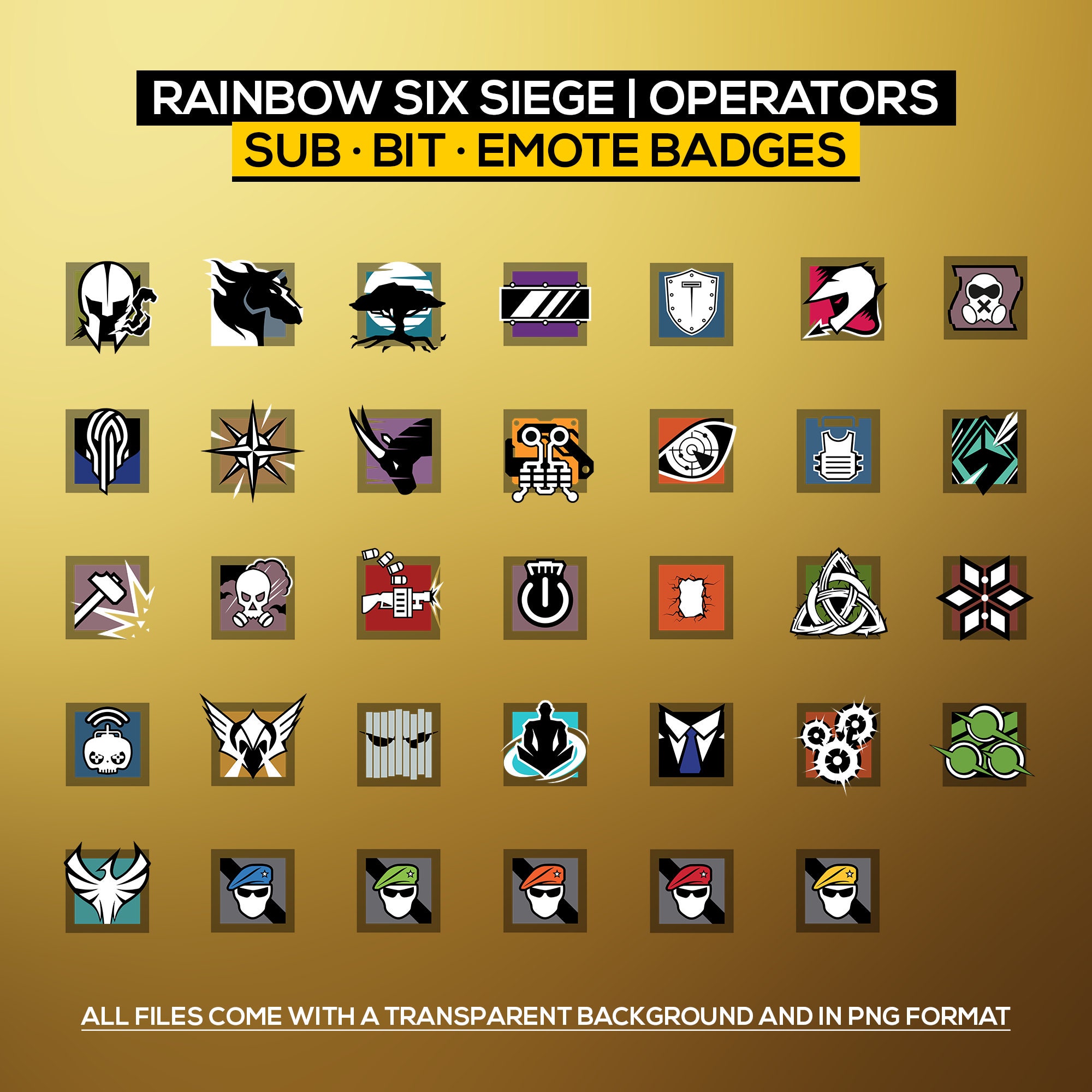 Operadores de Twitch Rainbow Six Siege / Sub / Cheer / Emote Badges ...