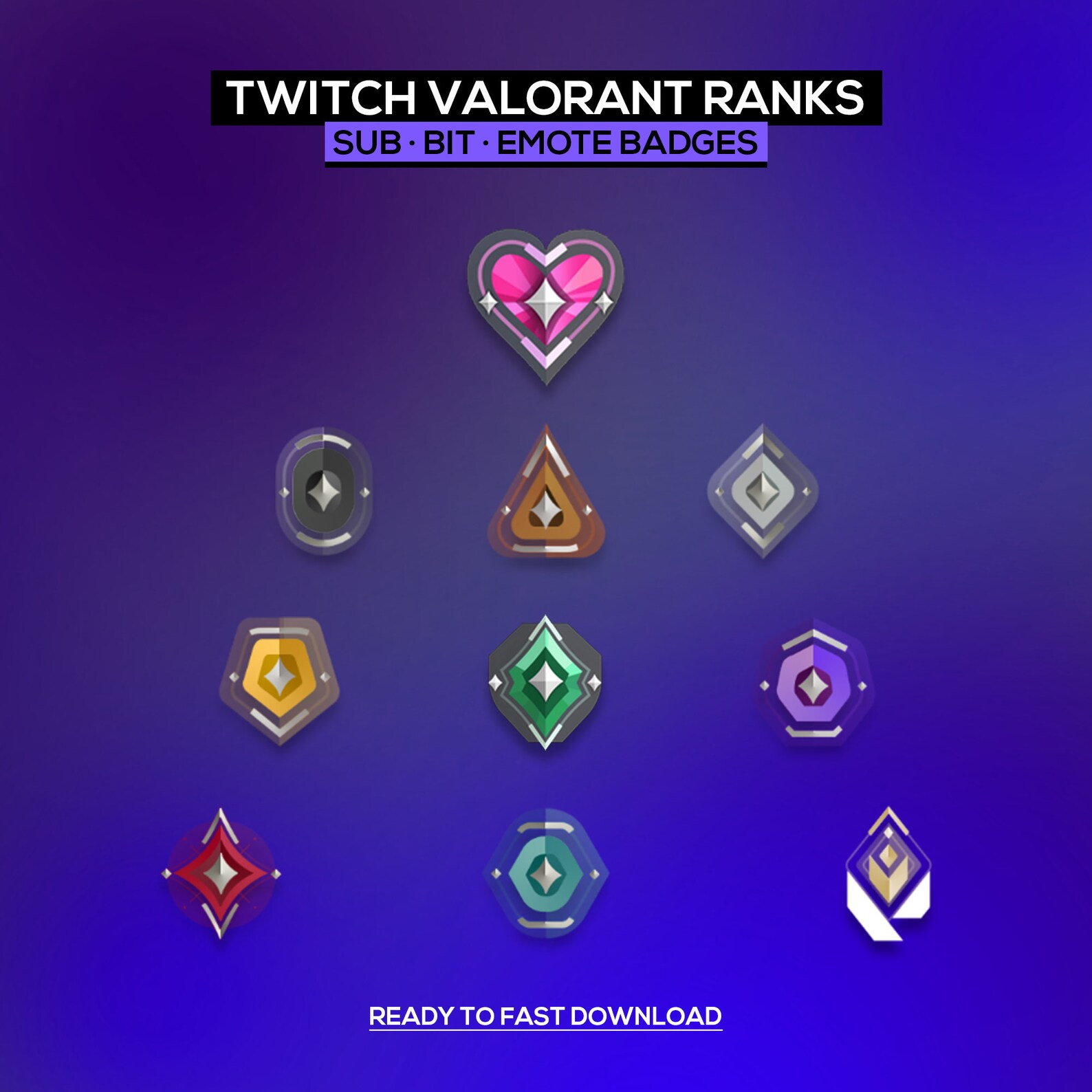 Alle Valorant Badges Ranks extra Rank Cheer/Sub Abzeichen - Etsy.de