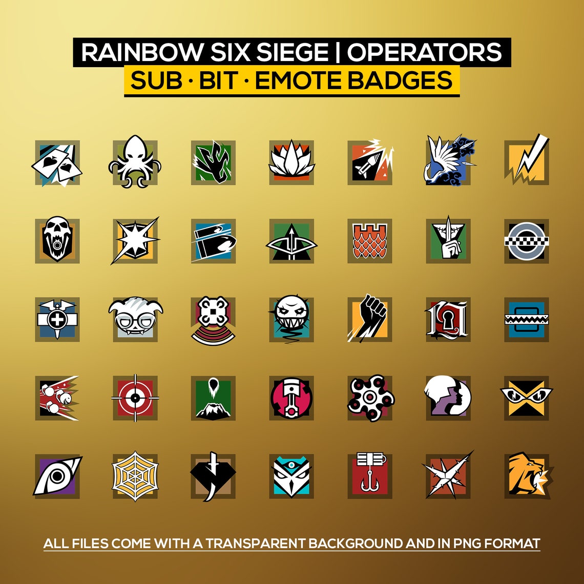 Twitch ALL Rainbow Six Siege Operators | Sub / Cheer / Emote Badges ...