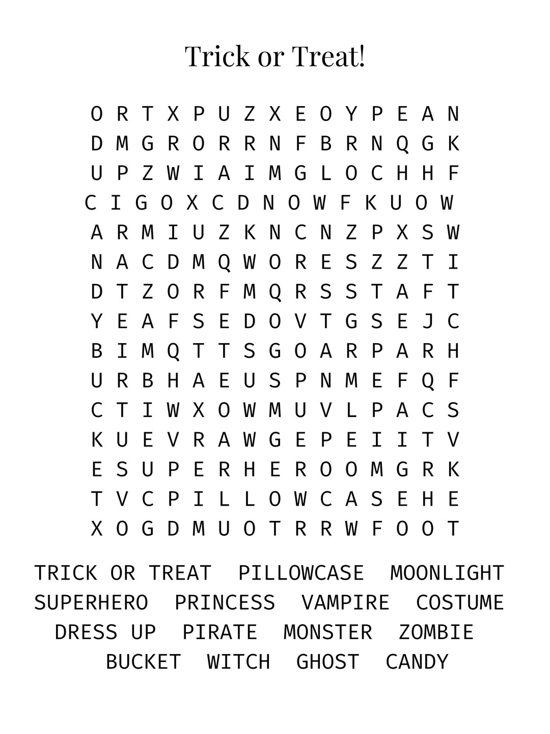 Trick or Treat Word Search - Etsy