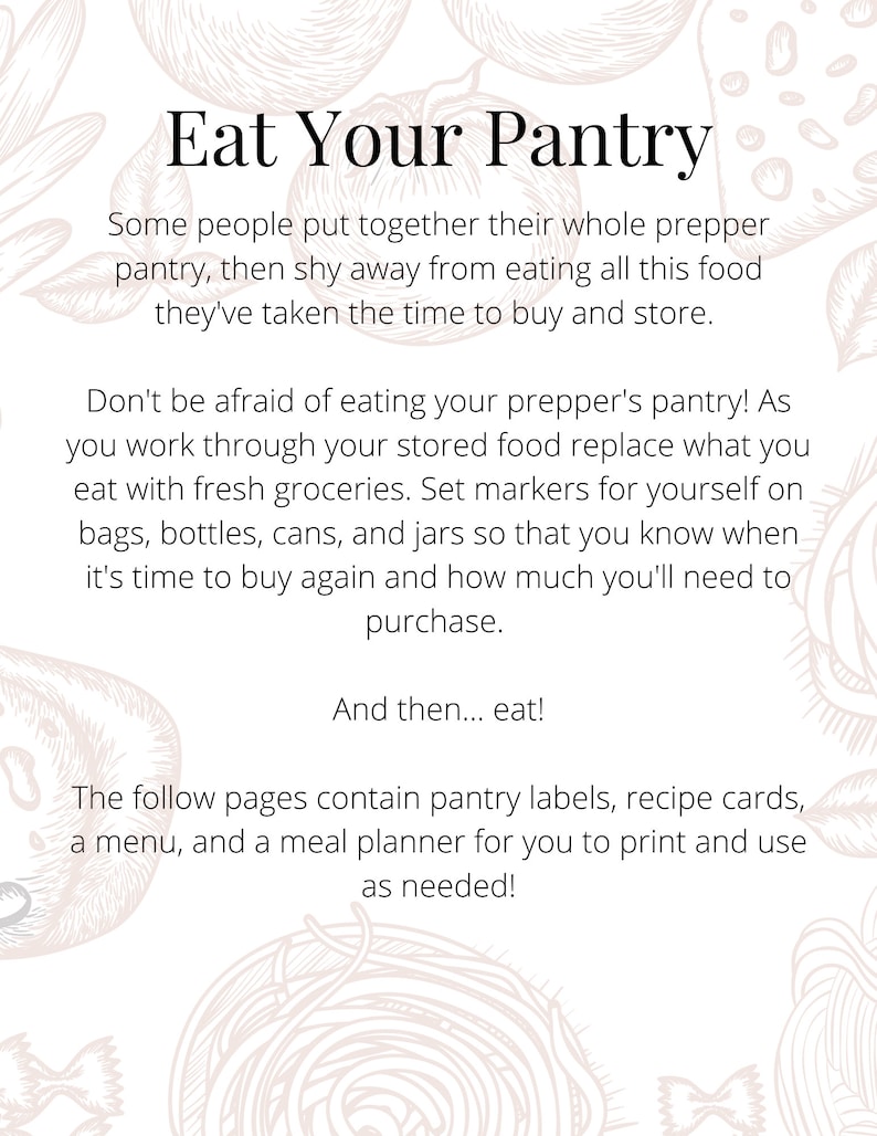 Preppers Pantry Food Storage Checklist - Etsy