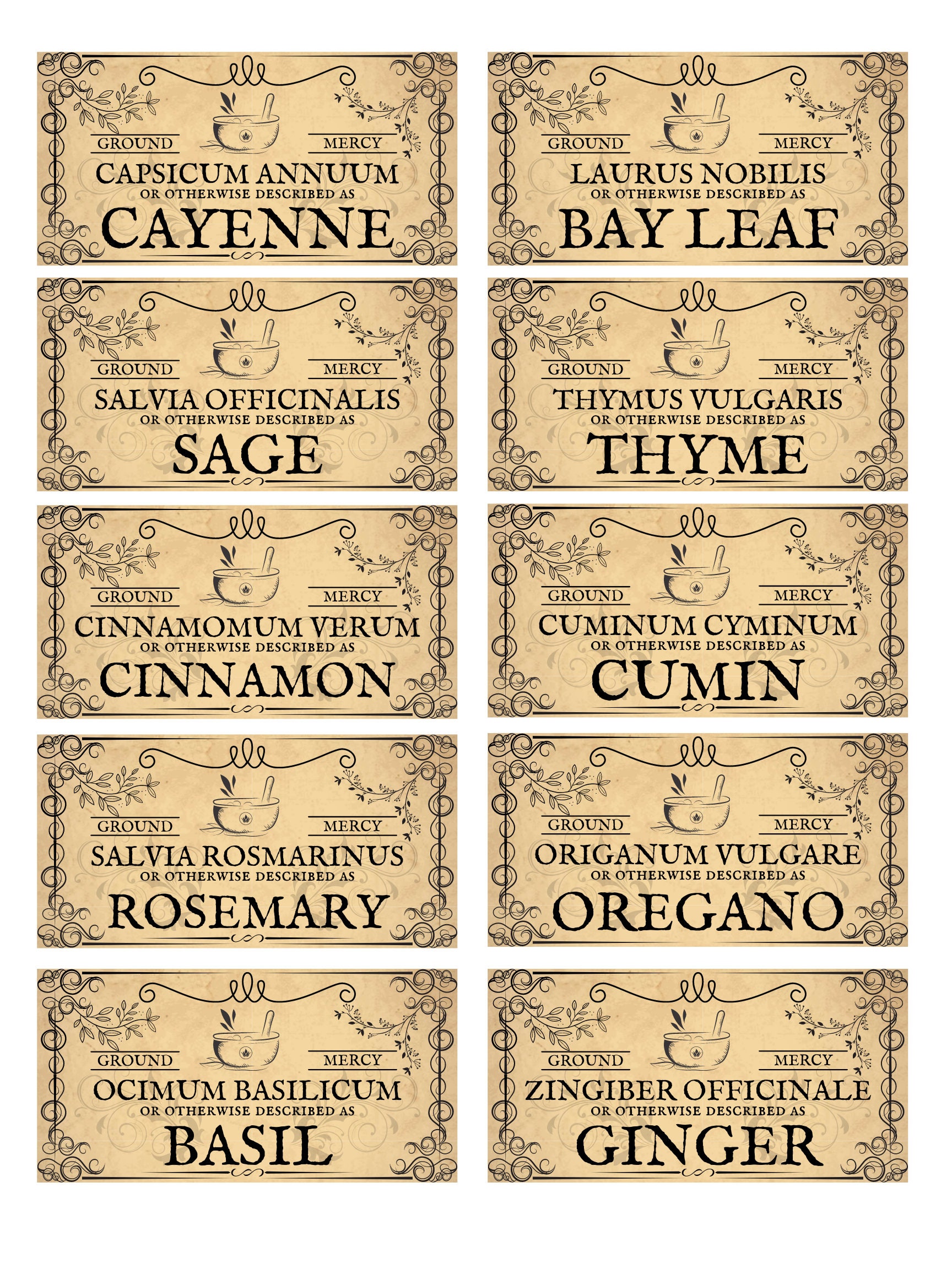 Ground Mercy Apothecary Spice Jar Labels - Etsy