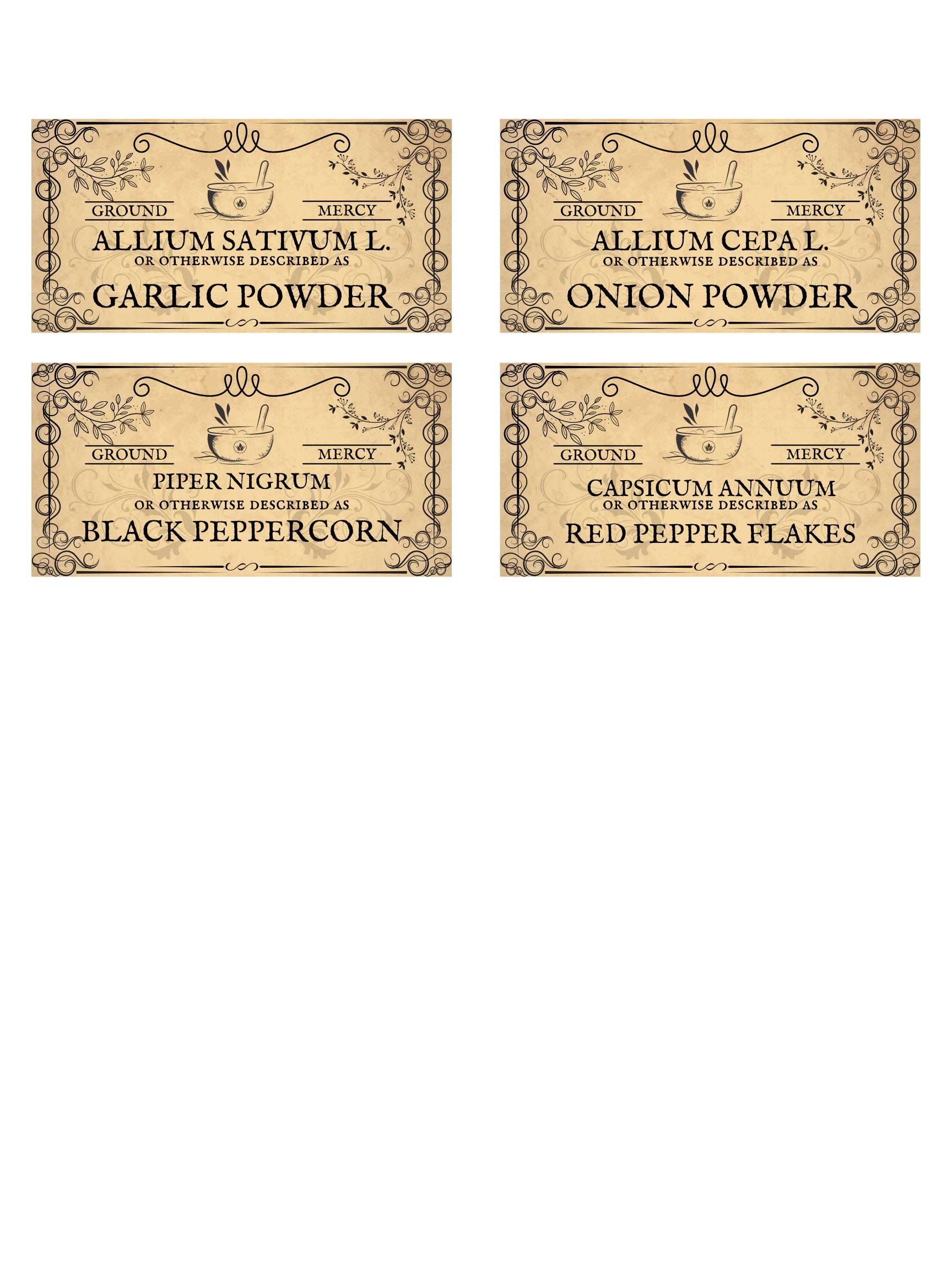 Ground Mercy Apothecary Spice Jar Labels - Etsy